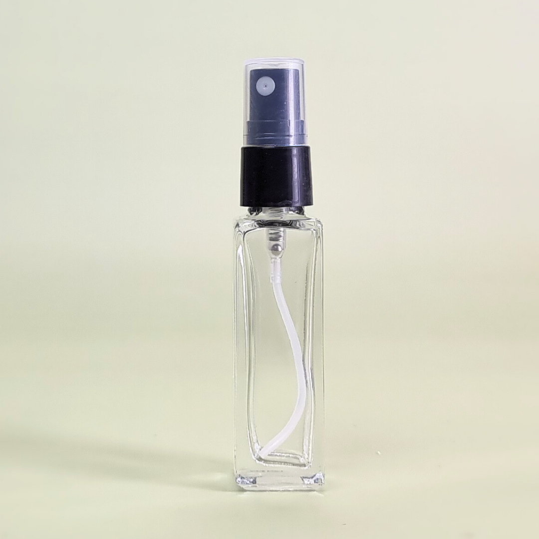 8ml Refillable Glass Perfume Bottle (Square) with Black Spray Pump | Purenso Select